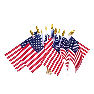 12 Pcs Small American Flags on Stick,4th of July Outdoor Decor Small US Flags Mini American 4''x6'' Flag, Fourth of July American Flags for Outside,Mini Flags for Outside Patriotic Holiday Yard Patio