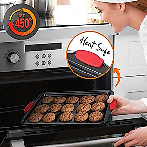 NutriChef w/Heat Red Silicone Handles, Oven Safe, 21 Piece Set, Black
