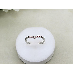 Dazzlingrock Collection Round Alternate Ruby & White Diamond Anniversary Chevron Band for Women in 14K White Gold, Size 6