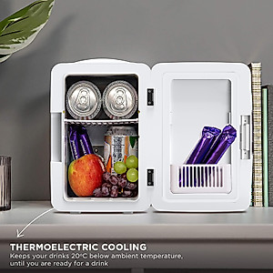 PERSONAL CHILLER 6.2L Skincare Fridge with Dimmable LED Makeup Mirror, Mini Fridge Cooler, Portable Fridge for Makeup, Skincare, Snacks, Bedroom Vanity, White