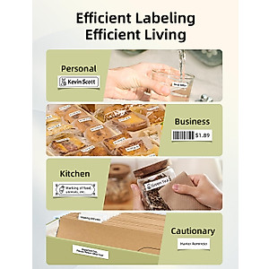 Makeid Label Maker Machine with Tape - Portable & Rechargeable Label Makers with Built-in Cutter.63" Waterproof Tape - Wireless Label Printer Compatible with Android & iOS Devices - Green