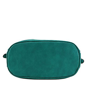 2pc Set Faux Leather Large Hobo Bag with Pouch Purse (Teal)