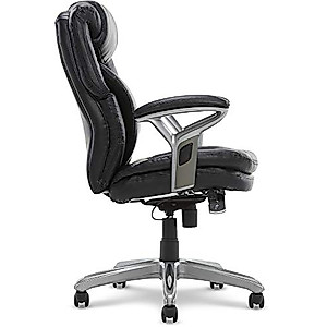 Elle Decor Anniston Wellness by Design Mid Office AIR Lumbar Technology, Ergonomic Computer Chair with Lower Back Support, Bonded Leather, Black