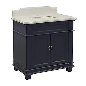 Elizabeth 36-inch Bathroom Vanity (Quartz/Marine Gray): Includes Marine Gray Cabinet with Stunning Quartz Countertop and White Ceramic Sink