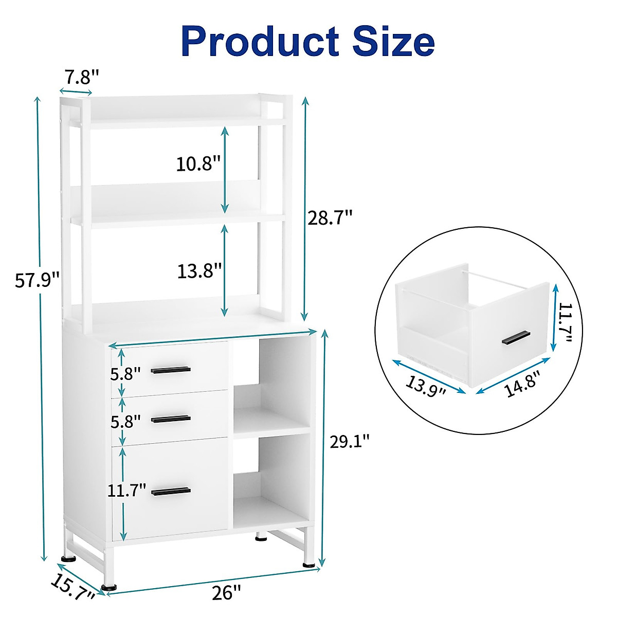 Pipleo 3-Drawer File Cabinet, Vertical Filing Cabinets for Home Office Organization, Stylish Office Shelves and Bookshelf with Drawers - A4 and Letter Size Compatible (White)