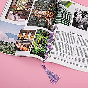 cobee Resin Dried Flower Bookmark, 2 Pieces Transparent Pressed Flower Bookmark Handmade Floral Page Marker with Tassel Cute Bookmark for Women Kids Book Lovers Gift