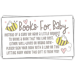 50 Cute Bee Books for Baby Shower Request Cards - Invitation Inserts