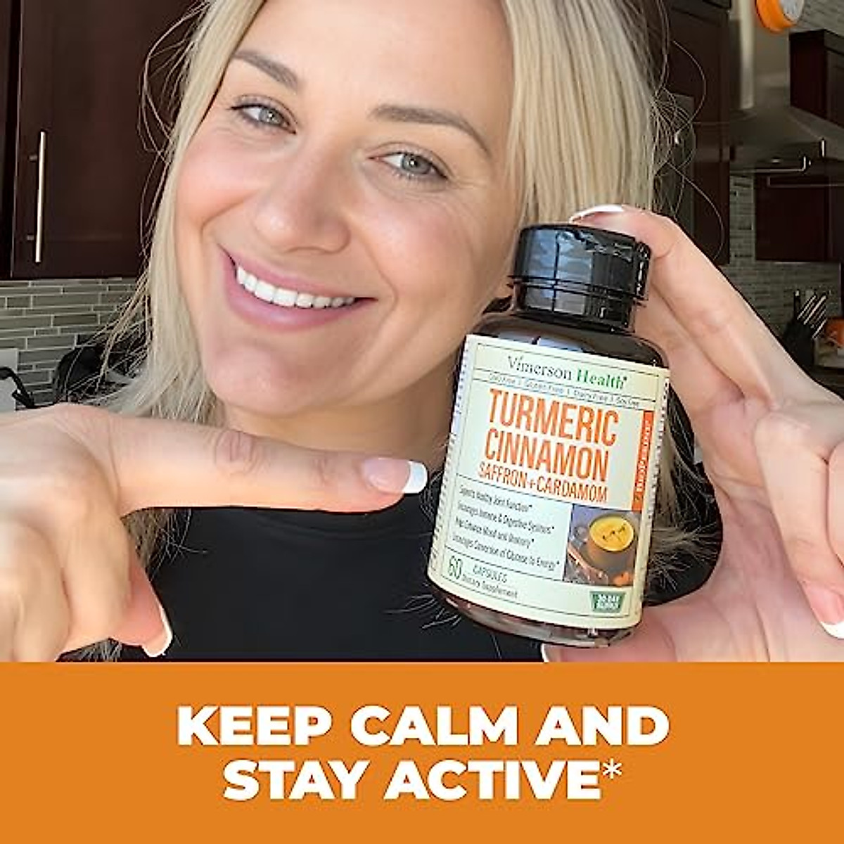 Turmeric Saffron Supplements with Cinnamon powder & Cardamom - Antioxidant Joint Support Supplement Contains Turmeric Curcumin with Black Pepper for Mood, Memory, Eye Health & Well-Being - 60 Capsules