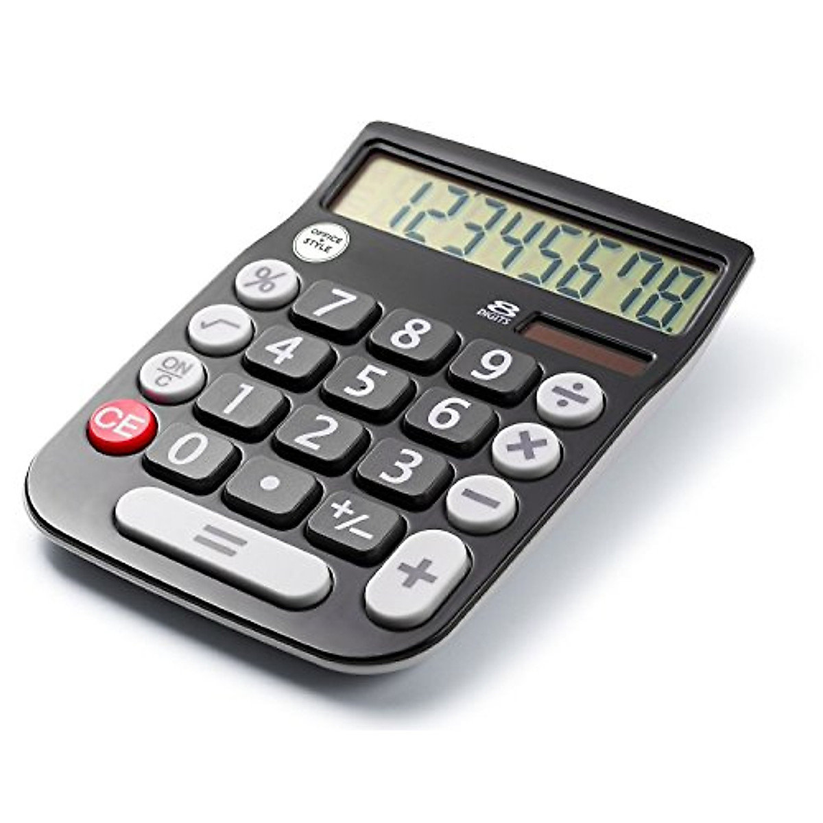 8 Digit Dual Powered Desktop Calculator, LCD Display, Black- by Office + Style