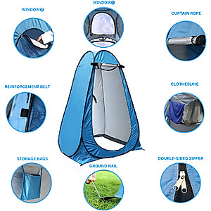 anngrowy Pop Up Shower Tent Portable Outdoor Camping Bathroom Toilet Tent Changing Dressing Room Privacy Shelters Room for Hiking and Beach Sun Shelter Picnic Fishing– UPF40+ Waterproof