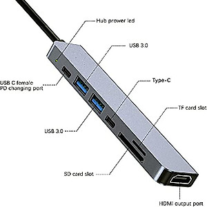 8-in-1 USB C Hub Type-C 3.1 to 4K HDMI-Compatible RJ45 USB SD/TF Card Reader PD Fast Charge USB Dock for MacBook Air Pro PC HUB