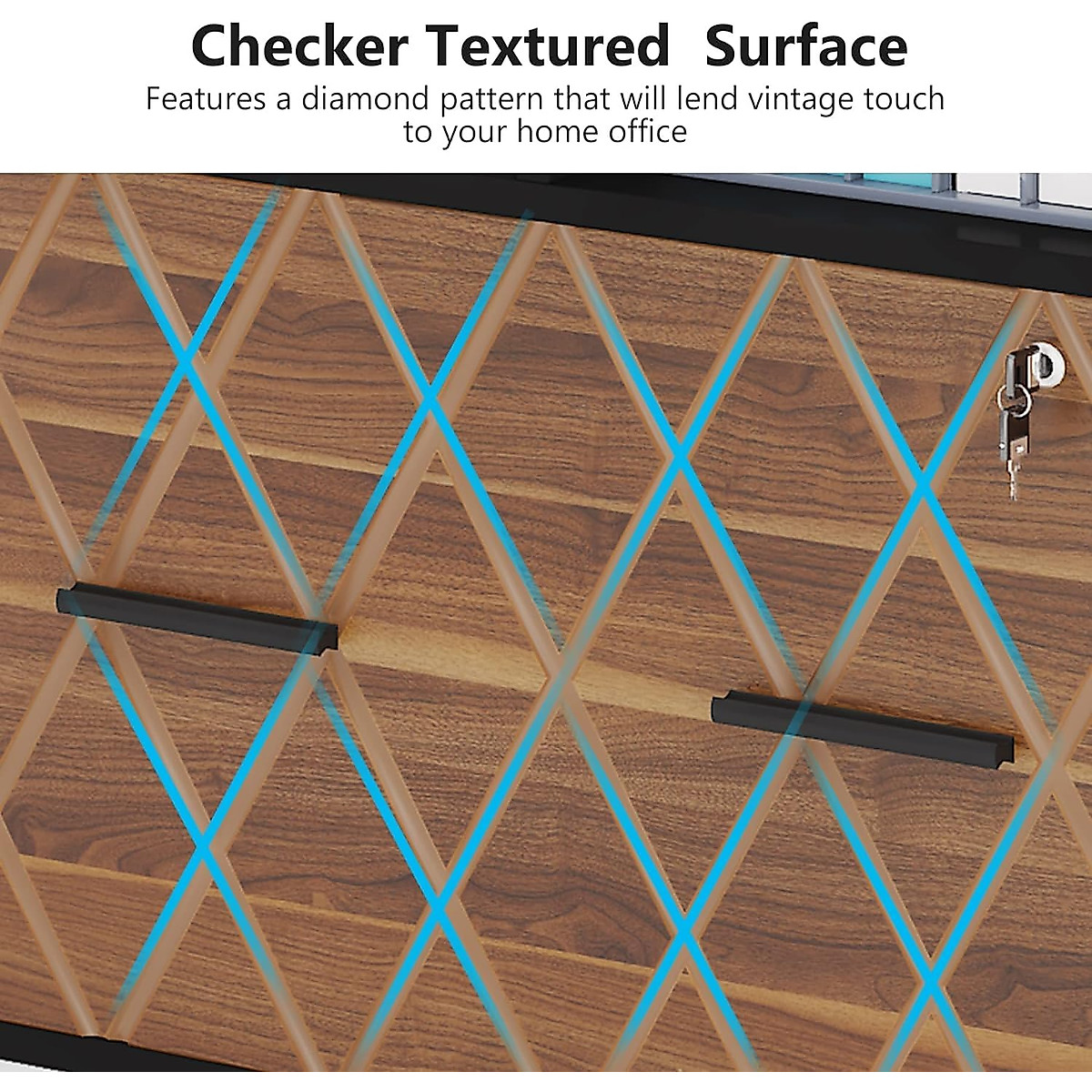 Tribesigns Large File Cabinet with Lock and Drawer, Modern Mobile Lateral Filing Cabinet Printer Stand Legal/Letter / A4 Size with Wheels and Storage Shelves for Home Office (Brown)