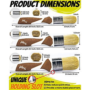 PinStone 3 Pack Professional Paint Brushes Set, 1", 1.5", 2" Synthetic Bristles Paint Brush, Easy-Grip Rubber Handle, Cabinet Paint Brush, Chalk Paint Brush, Paint Brushes for Walls, Smooth Finish