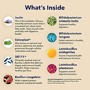 Honest Paws Probiotics for Dogs Made in USA - Dog Probiotic Powder with Prebiotic for Healthy Gut, Digestive and Immune Support - Digestive Enzymes with Chicken Flavor (30 Sticks)