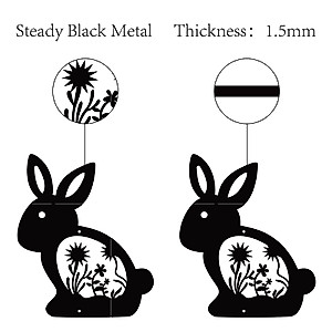 CREATCABIN Metal Wall Art Rabbit Decor Wall Hanging Plaques Ornaments Iron Wall Art Sculpture Sign for Indoor Outdoor Home Living Room Kitchen Garden Office Decoration Gift Black 9.4 x 7.9inch