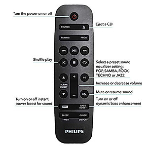 Philips FX10 Bluetooth Stereo System for Home with CD Player, MP3, USB, FM Radio, Bass Reflex Speaker, 230 W