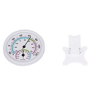 LayscoPro Mini Indoor Thermometer Hygrometer Analog 2 in 1 Temperature Humidity Monitor Gauge for Home, Room, Outdoor, Offices, Display Mechanical Diameter 75mm-2 Pack (No Battery Needed)-White