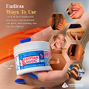 Egyptian Magic - All Purpose Face, Body, and Dry Skin Moisturizing Cream, Skin Protectant for Women & Men, Eczema Care Healing Balm, Scar Treatment, Stretch Marks, and Tattoo Aftercare, 1oz Jar