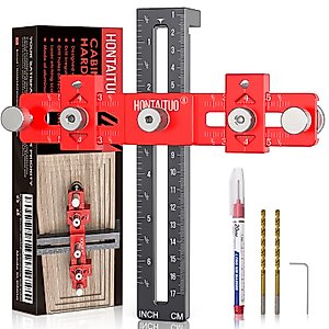 Enhanced Model Cabinet Hardware Jig,Adjustable Cabinet Handle Template Tool for Knobs,Handles and Pulls,Drawer Hardware Jig for Drawer Cabinet Installation,High Precise Woodworking Drill Guide