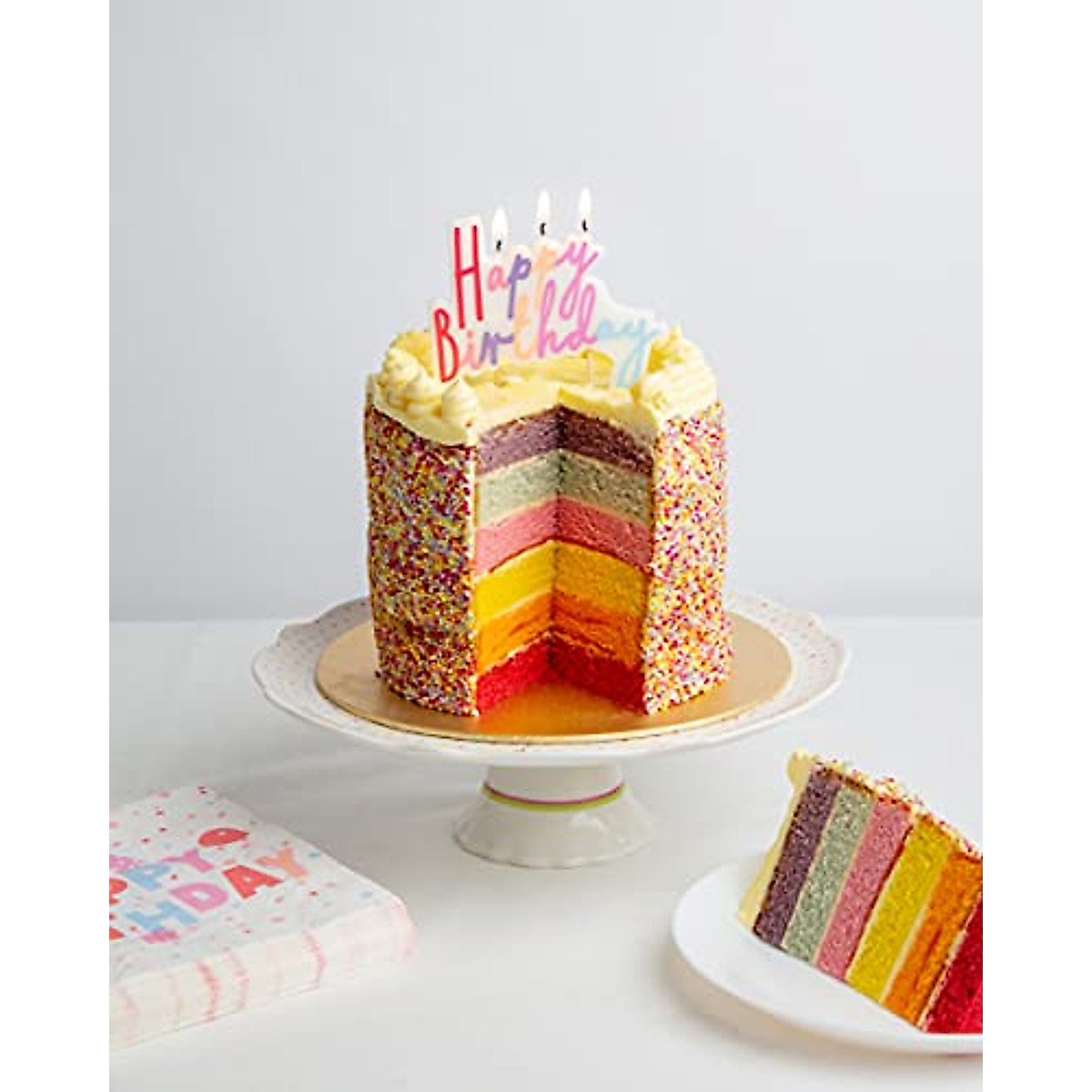 Talking Tables Purple and Pink Happy Birthday Candles Cake Topper | Pastel Party Decorations for Girls Party, Kids, Adults