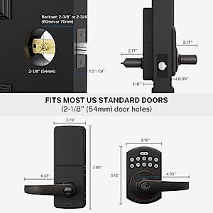 Signstek Keypad Entry Lever Door Lock with LED Backlit Keypad Password/Key Accessibles, Oil Rubbed Bronze