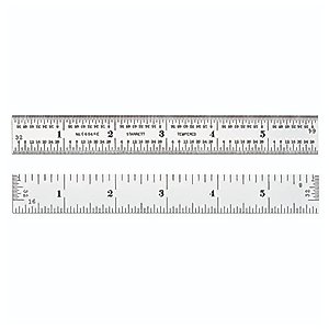 Starrett Spring Tempered Steel Rule with Satin Chrome Finish, Quick Reading and Inch Graduations - 6" Length, 4R Graduation Type, 3/64" Thickness - C604RE-6