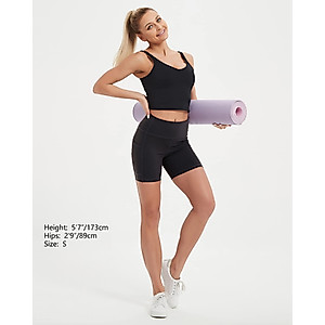 Stelle Womens High Waist Biker Cycling Fitness Gym Running Volleyball Workout Yoga Shorts (X-Large, 5'' Black)