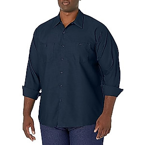 Red Kap Men's Size Industrial Work Shirt, Regular Fit, Long Sleeve, Navy, 3X-Large/Tall