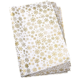 Whaline Snowflake Tissue Paper 20" x 28" Christmas Metallic Acid Free Wrapping Paper Bulk Big Size for Home, DIY and Craft, Gift Bags New Year Decorations, 60 Sheets (Gold)