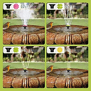 Solar Fountain Pump, 1.4W Solar Powered Fountain Pump with 5 Easy Install Nozzles, Solar Bird Bath Fountain Pump for Pond, Pool, Fish Tank, Aquarium and Garden