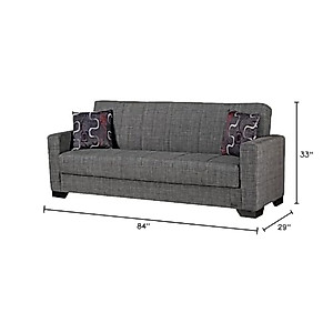 BEYAN SB Gray Vermont Modern Fabric Upholstered Convertible Sofa Bed with Storage, 84"