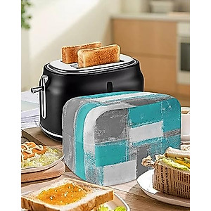 Toaster Dust Cover 2 Slice, Turquoise and Grey Abstract Paint Art Graffiti Bread Maker Cover Toasters Covers for Fingerprint Protector Washable Kitchen Small Appliance Cover 12x11x8in