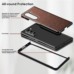 X-level Samsung Galaxy Z Fold 5 Case, Thin Slim Premium PU Leather Phone Cover Bumper Shockproof Protection Folding Phone Case for Galaxy Z Fold 5 5G, 2023 - Brown