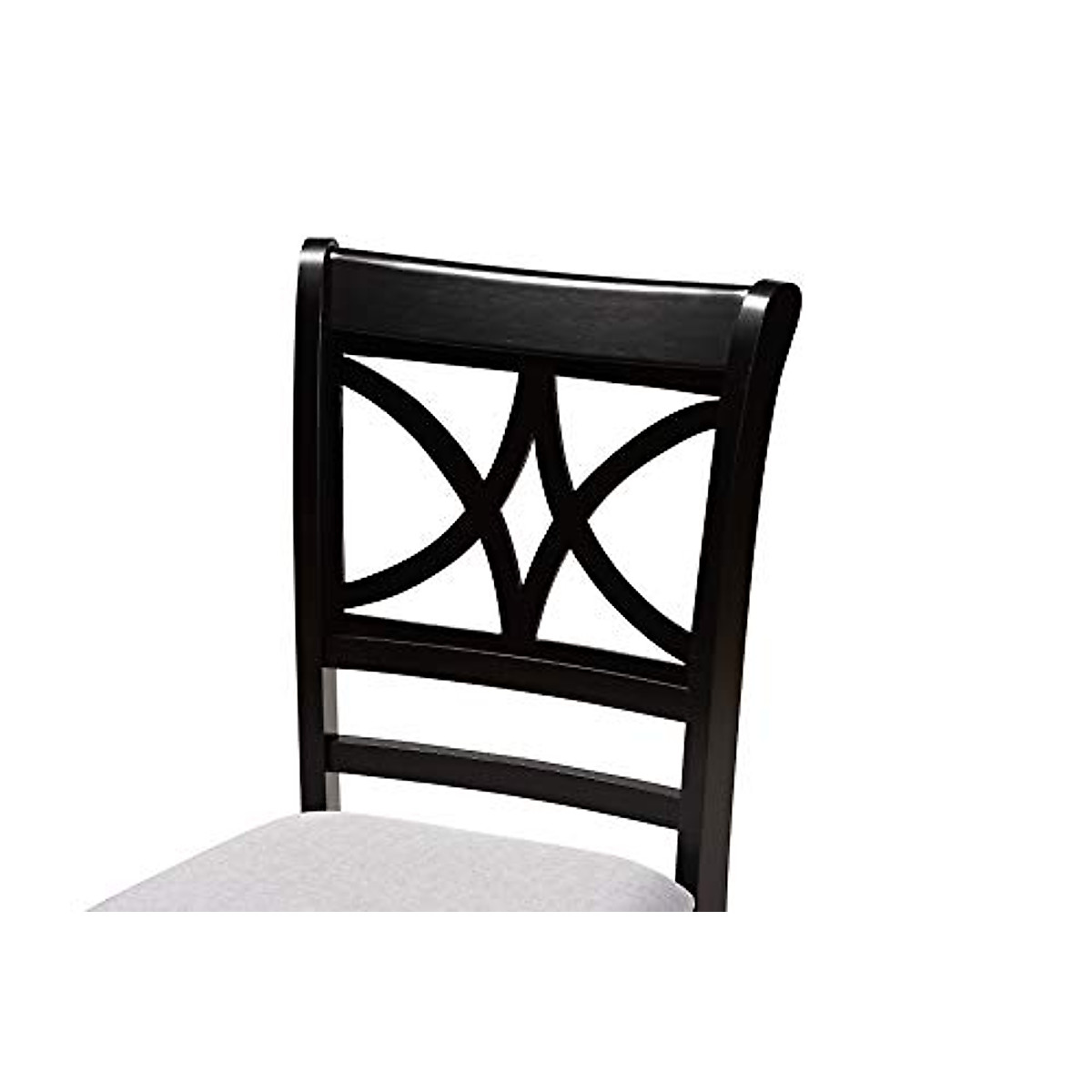 Baxton Studio Clarke Dining Chair Set and Dining Chair Set Grey Fabric Upholstered and Espresso Brown Finished Wood 4-Piece Dining Chair Set