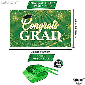 Big, Congrats Grad Banner Green - 72x44 Inch | Green Glitter Class of 2022 Banner - No DIY, 10 Feet | Graduation Banner for Class of 2022 Decorations | Graduation Decorations 2022 Green and Black