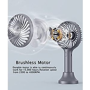 HonHey Handheld Fan, 5000 mAh Portable Fan[8-25H Working Time] with Rechargeable Battery, 4 Speed Personal Cooling Desk Fan with Power Bank, Mini Hand Held Operated Makeup Fan for Women Outdoor