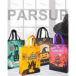 PARSUP 8PCS Halloween Trick or Treat Bags,Halloween Tote Bags with Handles, Gift Bags, Non-Woven Halloween Bags for Gifts Wrapping, Trick or Treat, Halloween Party Supplies, 15"×11.8"×3.9"