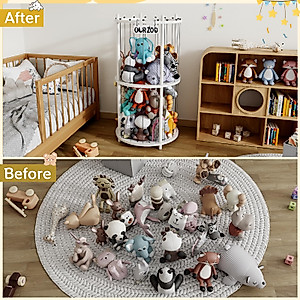 HAIDAIYA Wood Stuffed Animal Zoo Storage Cage, Extra Large Stuffed Animals Storage Bin Display, for Kids Room, Playroom, Plushies, Stuffy, Plush Toy, Stuff Animal Jail Basket, Toys Organizer Holder