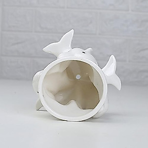 Hemoton Cute Succulent Planter, Ceramic Animal Dolphin Plant Pots with Drainage Hole, Planters for Indoor Plants Succulents