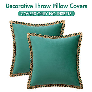 AQOTHES Set of 2 Velvet Decorative Throw Pillow Covers 18x18 Inch, Farmhouse Teal Throw Pillows for Couch Sofa Bed Home Living Room Decor