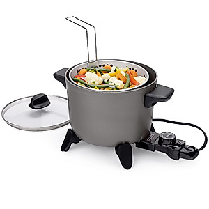 Presto Kitchen Kettle Ceramic Deep Fryer/Multi-Cooker, 06021 New - Versatile Cooking Appliance, Ceramic Nonstick Surface, 5-Quart Capacity, Easy to Clean