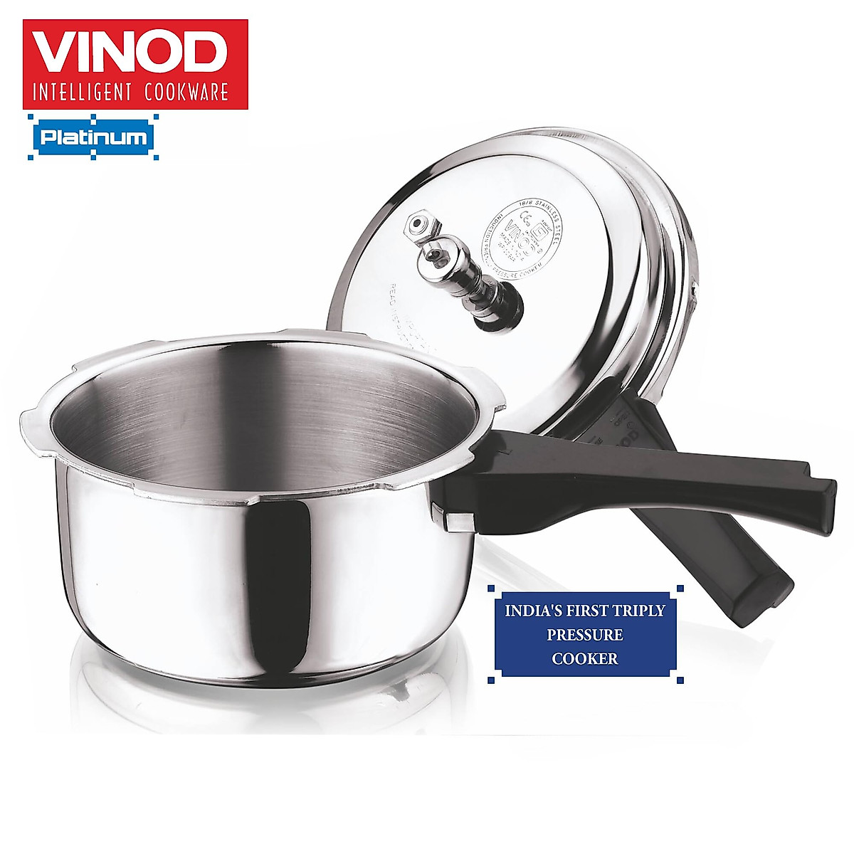 Vinod Platinum Triply SS Pressure Cooker 5.0ltr