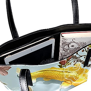 Tote Bag Women Satchel Bag Handbag Stylish Tote Handbag for Women Hobo Bag Fashion Crossbody Bag, Koi Fish Blossoms Spring Traditional