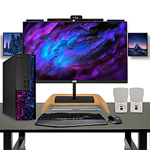 TechMagnet Computer Desktop PC, Intel Core i7, Siwa 8, 16GB RAM, 128GB SSD Boot + 2TB HDD, New Dual 24 Inch Monitor, USB Wired Keyboard Mouse, XL Cheatsheet Desk Pad, WiFi, Win 11 Home (Renewed)