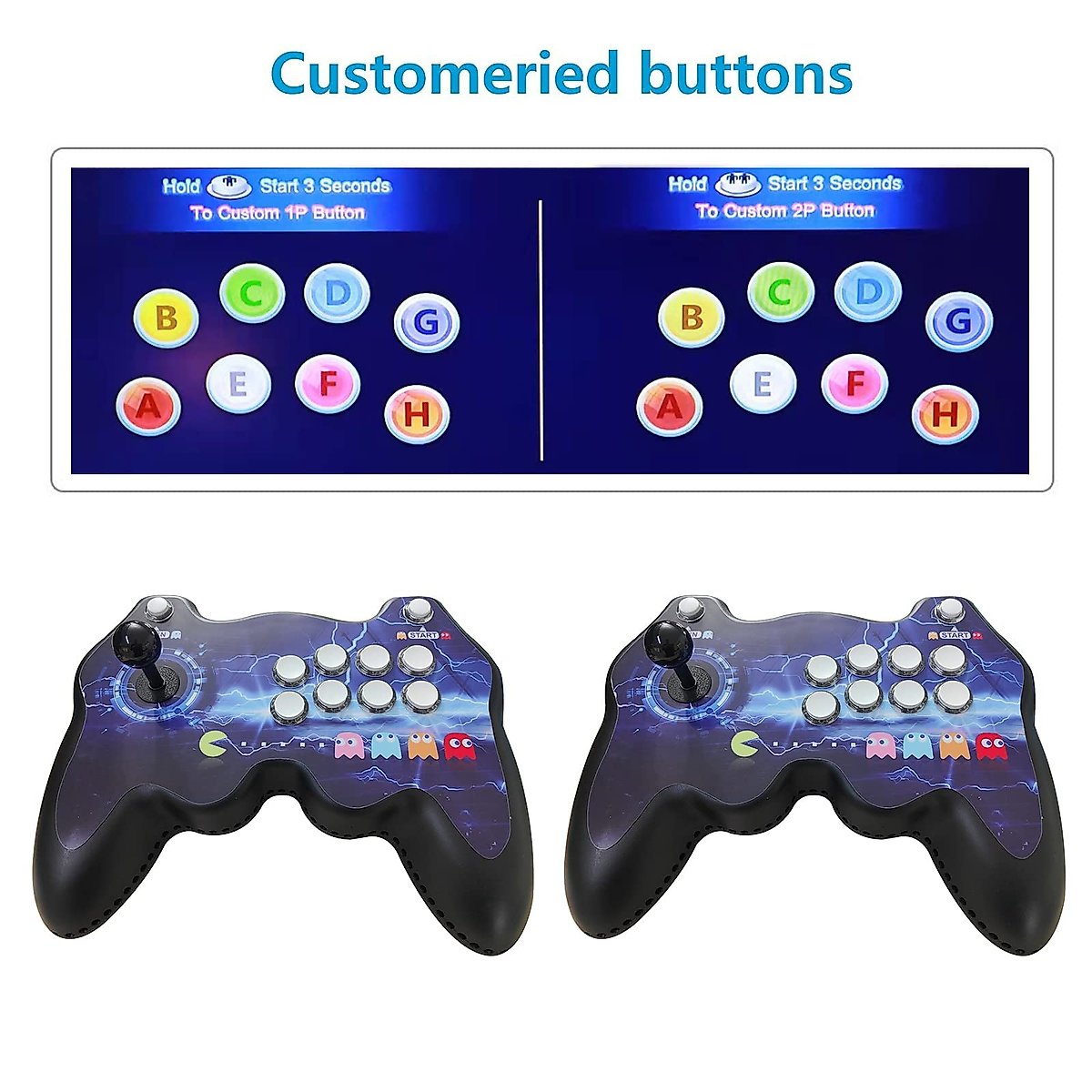 RegiisJoy 13000 in 1 Wireless Pandora Box 40S Bluetooth Arcade Game Console for PC & Projector & TV, 2-4 Players, 1280X720, 3D Games, Search/Hide/Save/Load/Pause Games, Favorite List