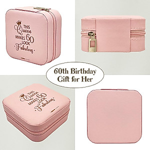 ZomefinKiu Gift for 60 Year Old Woman, 60th Birthday Jewelry Storage Box with Refillable Perfume Bottle, 60th Birthday Gift for Her, 60 & Fabulous, Women 60th Birthday, 60 Bday Gift