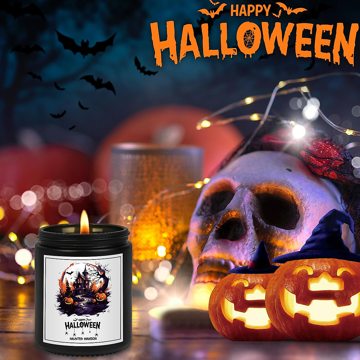 Halloween Decorations, Halloween Candles Gifts, Haunted Mansion Halloween Decor, Pumpkin Spice Candles, Happy Halloween Decorations Indoor for Family Parties Friends.