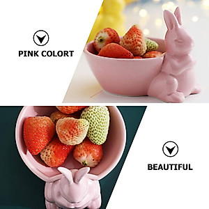 DOITOOL Easter Bunny Candy Dish Ceramic Easter Candy Bowl Snack Serving Bowl Fruit Salad Dessert Bowl Easter Bunny Home Decoration (Random Color)