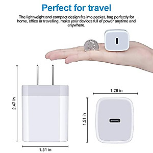 USB C Charger Block Fast Wall Charger Box for Samsung Galaxy A14 5G/A13/A23/A54/A03s/A53/S23/S21 FE/S22/S20 FE/Z Fold 4,iPhone 14/13/12/11/Pro Max,Pixel 7 6,2 Pack 20W Type C Charger PD Power Adapter
