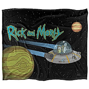 Rick and Morty Rick and Morty in Space Silky Touch Sherpa Back Super Soft Throw Blanket, Rick and Morty in Space